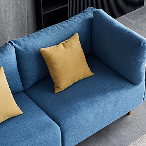 Linen Upholstered 6 Seats U Shaped Modular Sofa Modern Convertible Sectional Sofa Couch with Reversible Chaise Lounge and 4 Pillows L Shaped Couch Extra Wide Seat for Living Room Apartment 143” Blue