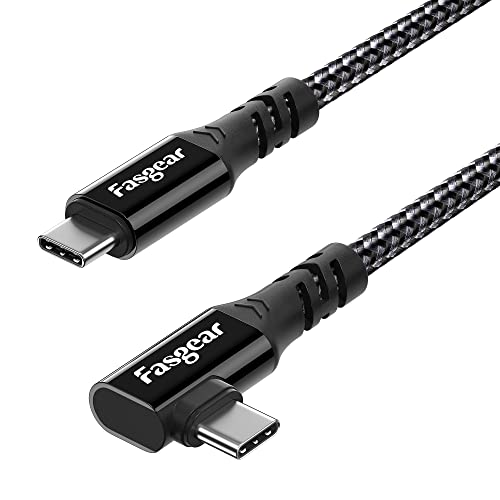 Fasgear USB C to Type C 3.2 Gen 2x2 Cable 3ft,90 Degree 20Gbps 100W Charging Braided 4K Video Monitors Cord Compatible for [Thunderbolt 3/4] M1 Macbook Pro,iPad Pro,Dell Laptops,Samsung Galaxy (Black)