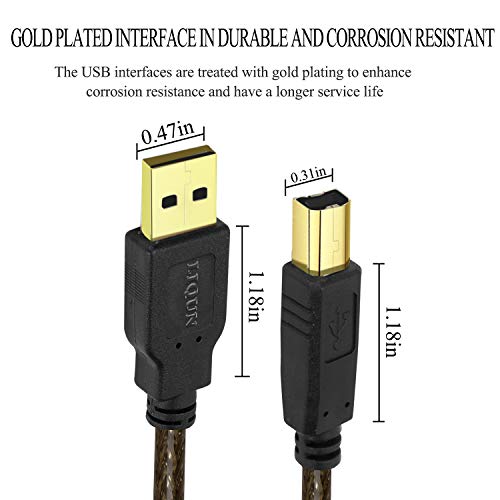 Printer Cable 6ft USB 2.0 Cable A-Male to B-Male High Speed Shielded USB A to B Cable High Speed Compatible with HP, Canon, Brother, Epson, Xerox, Samsung etc