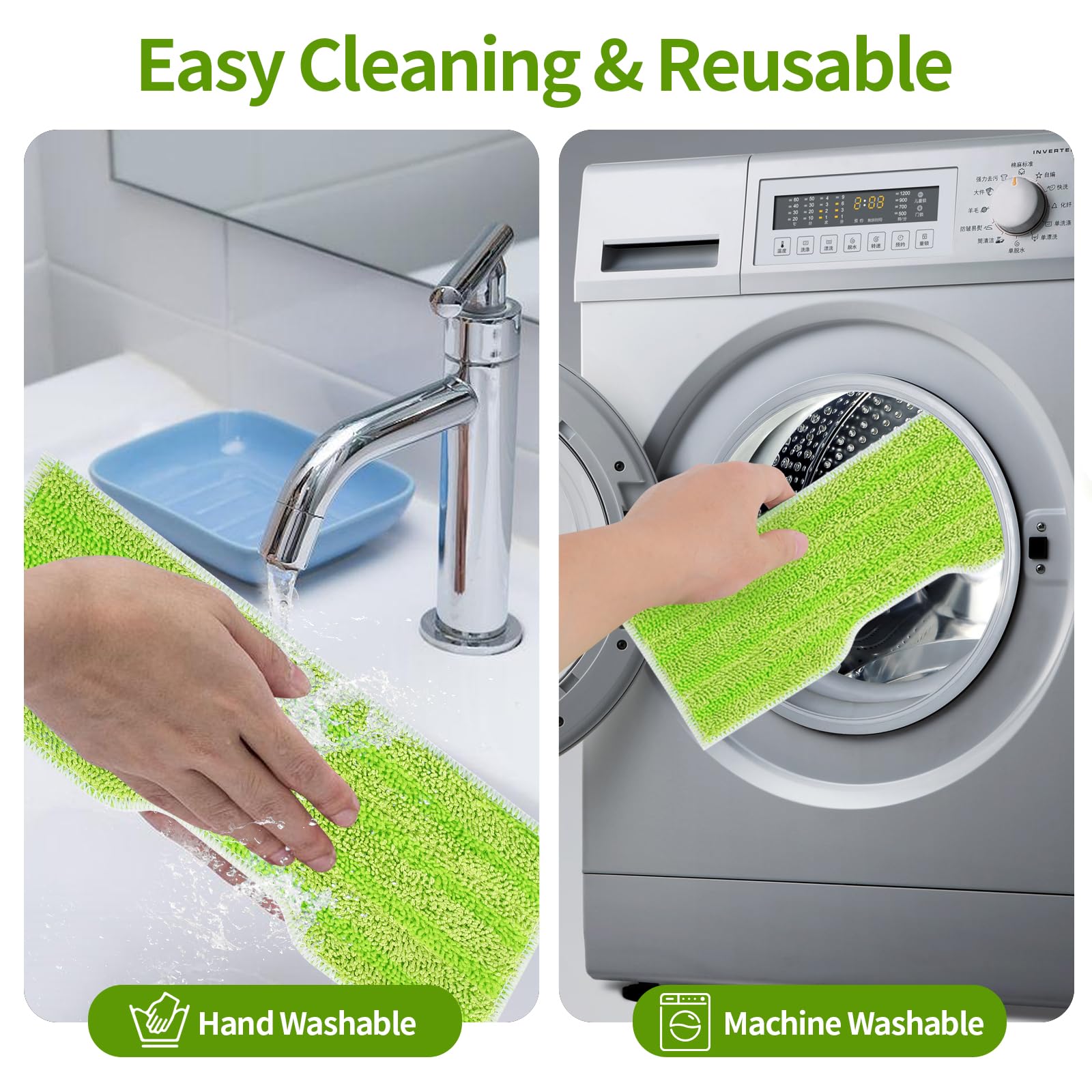 Gudotra 6 Pack Mop Pad Refills Compatible with Shark Vacmop Hardwood Floor Vacuum Mops VM252 VM251 VM200 VM200C VM190 VM252C QM250 VM250 VC205 Reusable Wet and Dry Vacmop Pads Green