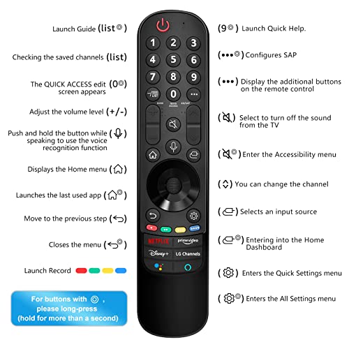 MR21GA for 2021 LG-Magic-Remote with Pointer and Voice Function Replacement for LG UHD OLED QNED NanoCell 4K 8K Smart TV