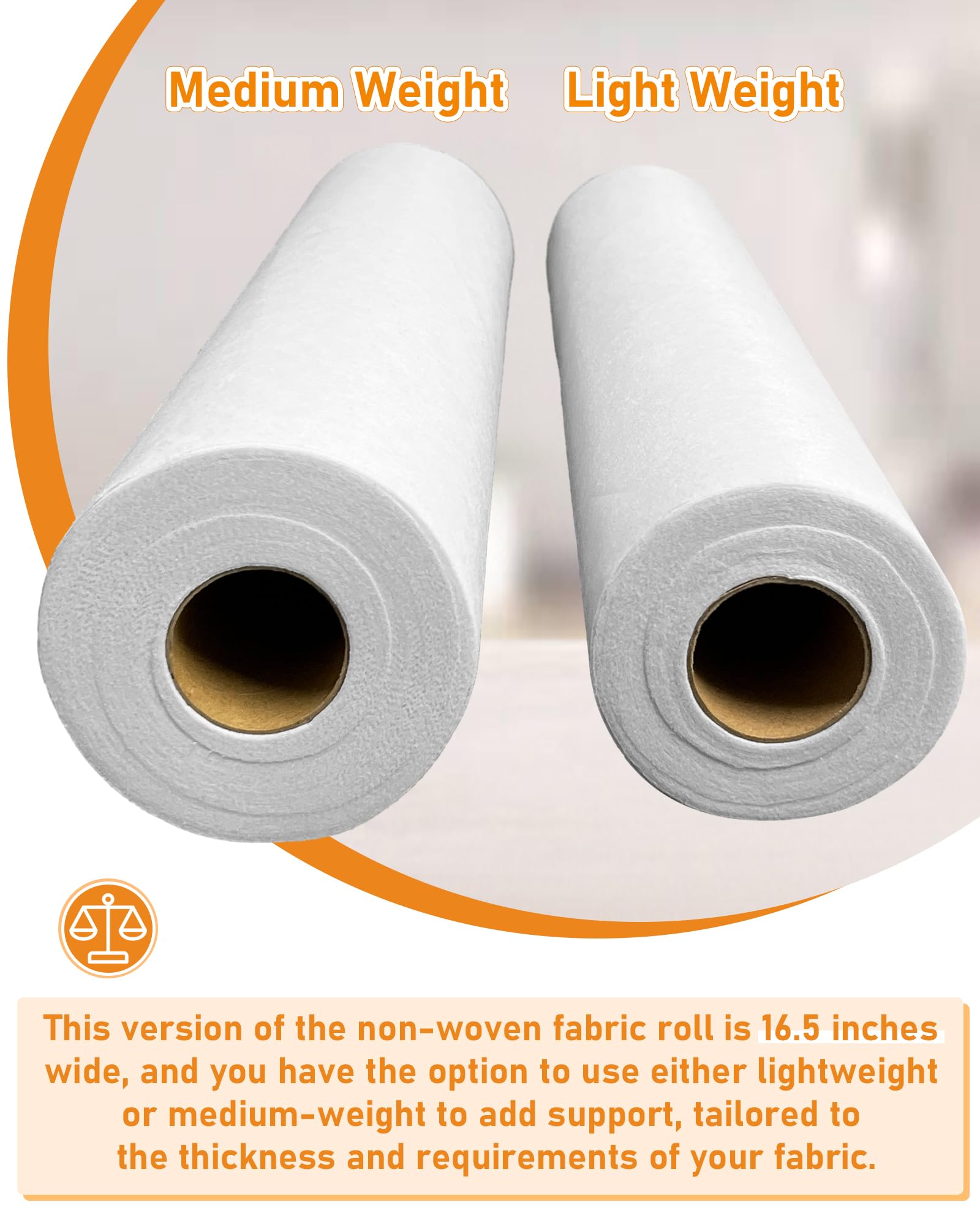 PLANTIONAL Light Weight White Iron-On Non-Woven Fusible Interfacing: 16.5" x 30yd Light Weight Non-Woven Interfacing Iron On Polyester Single-Sided Interfacing for DIY Crafts Supplies