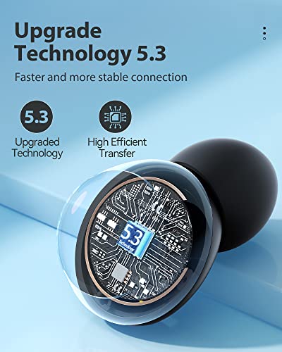 KOVON Wireless Earbuds Upgraded 5.3 Headphones with LED Power Display Charging Case IPX7 Waterproof Ear Buds in-Ear Earphones with Microphones for Android Gaming PC Computer Laptop TV Sport Music