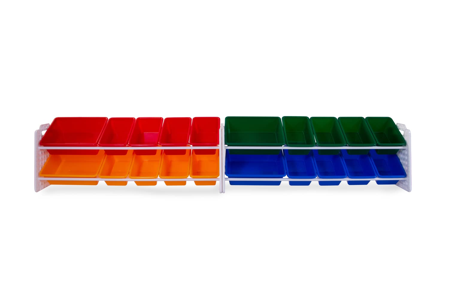 UNiPLAY Toy Organizer with 20 Removable Storage Bins, Multi-Bin Organizer for Books, Building Blocks, School Materials, Toys with Baseplate Board Frame (Primary)