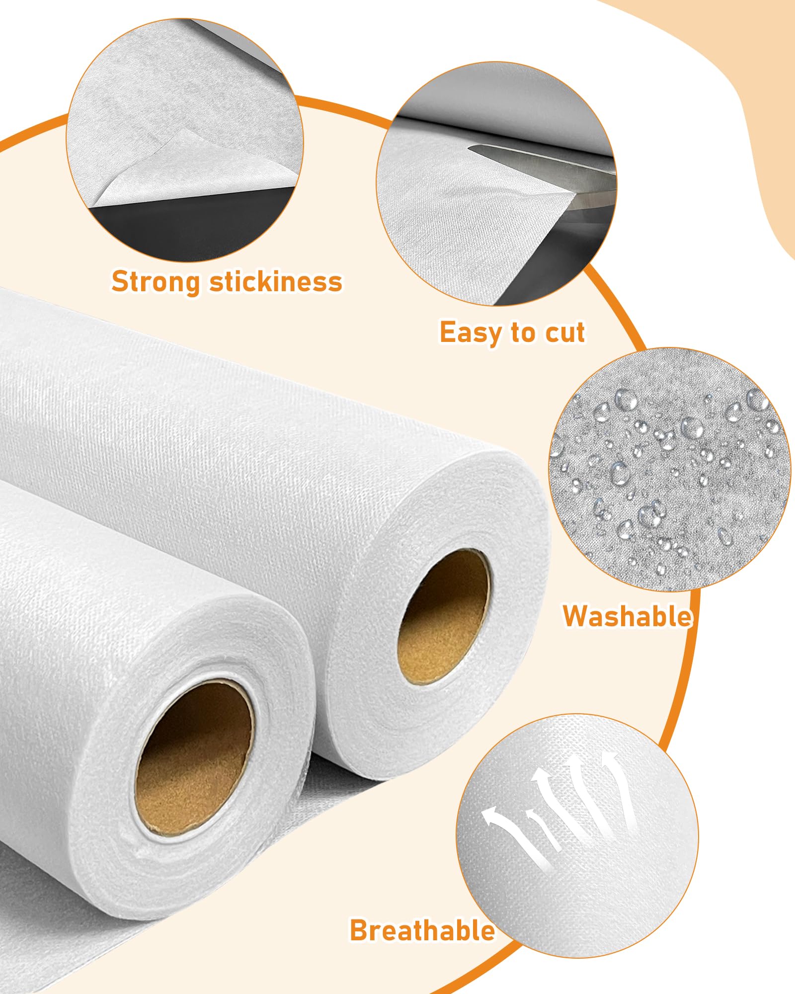 PLANTIONAL Light Weight White Iron-On Non-Woven Fusible Interfacing: 16.5" x 30yd Light Weight Non-Woven Interfacing Iron On Polyester Single-Sided Interfacing for DIY Crafts Supplies