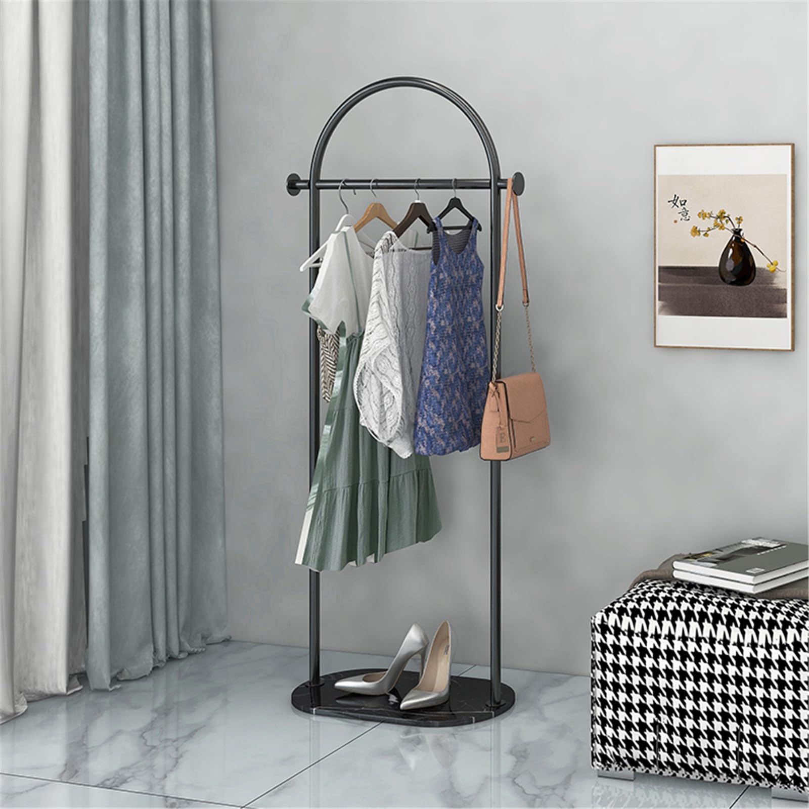 Modern Clothes Rail,Clothing Garment RacksClothes Rack with Iron Brackets and Marble Base, Tall Clothing Racks for Bedroom(Size:50 * 33 * 170CM,Color:D)