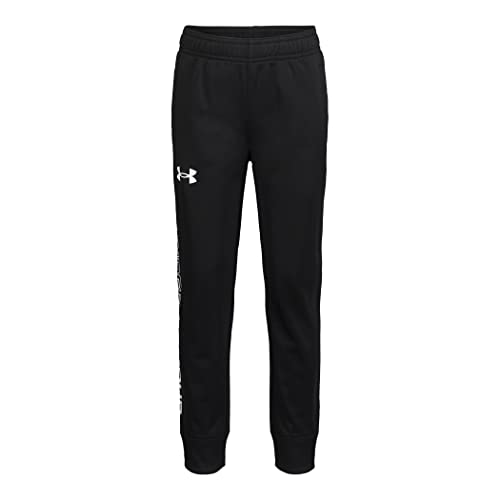Under Armour Boys Brawler Joggers, Sweatpants with Elastic Waistband & Pant Leg Logo Design, Black