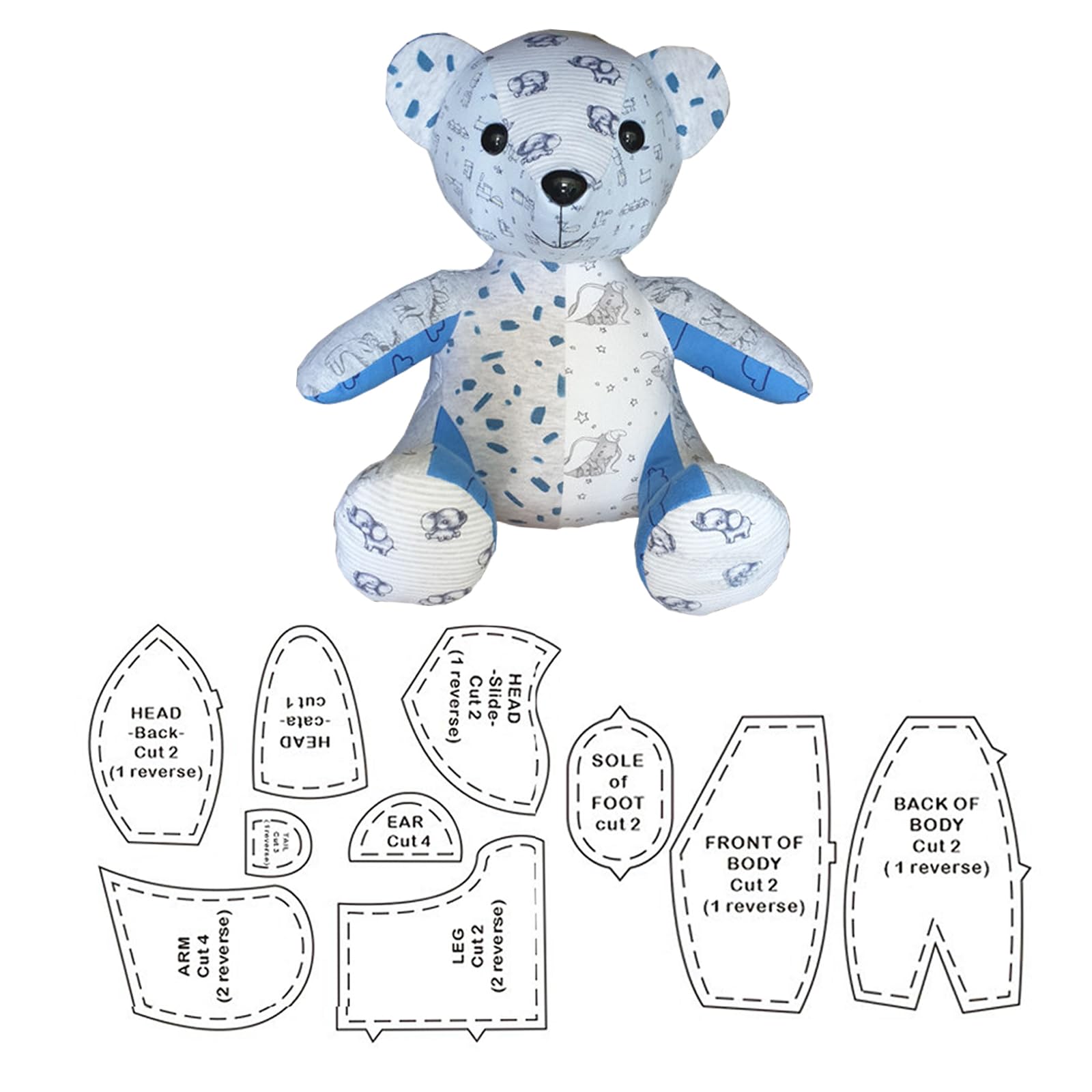 Memory Bear Template Ruler Set with Instructions, Memory Bear Sewing Patterns Template, Acrylic Quilting Template Cutting Set for Sewing Bear Pattern Template Home Sewing Art Craft (10 PCS (12 inch))