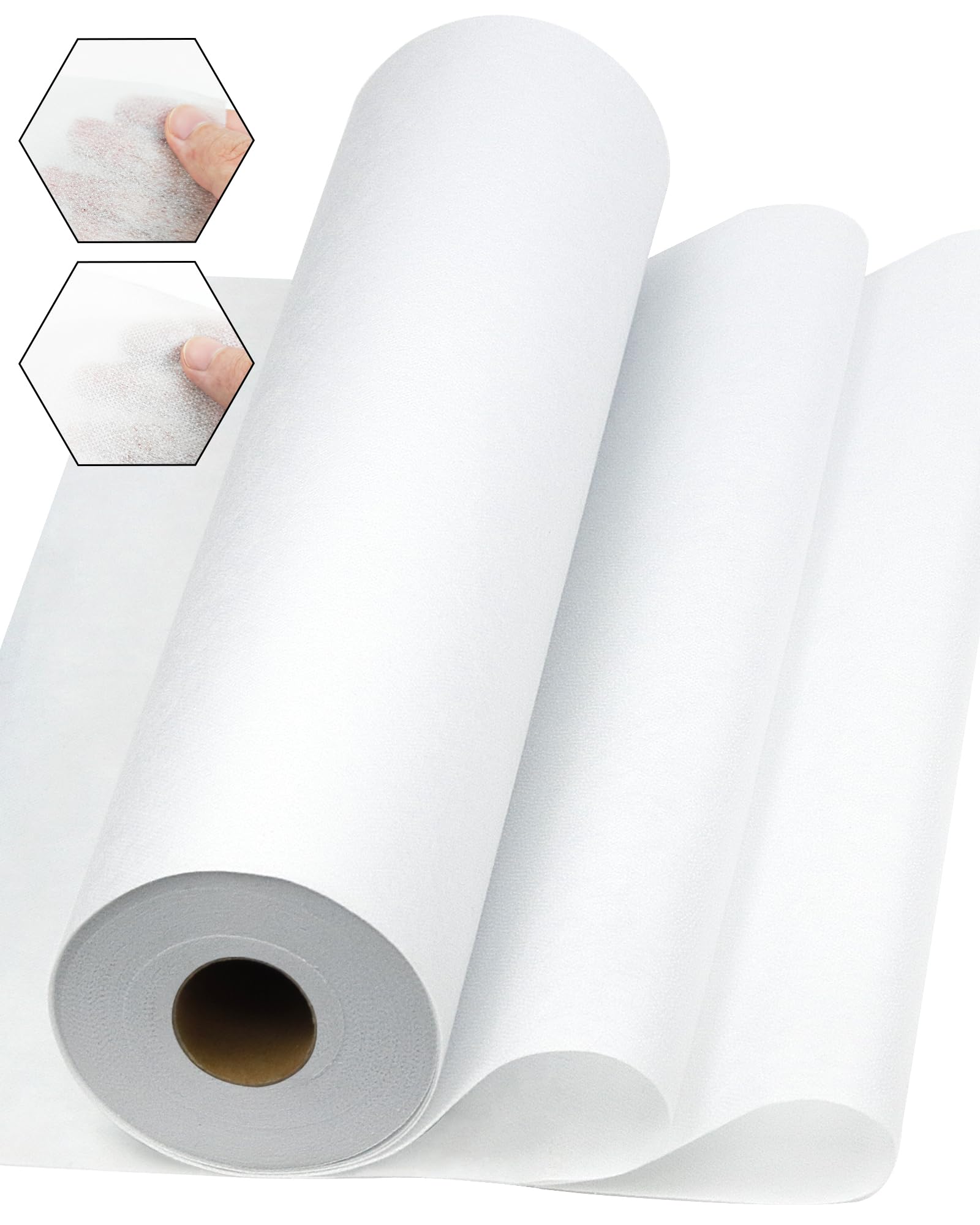 PLANTIONAL Light Weight White Iron-On Non-Woven Fusible Interfacing: 16.5" x 30yd Light Weight Non-Woven Interfacing Iron On Polyester Single-Sided Interfacing for DIY Crafts Supplies