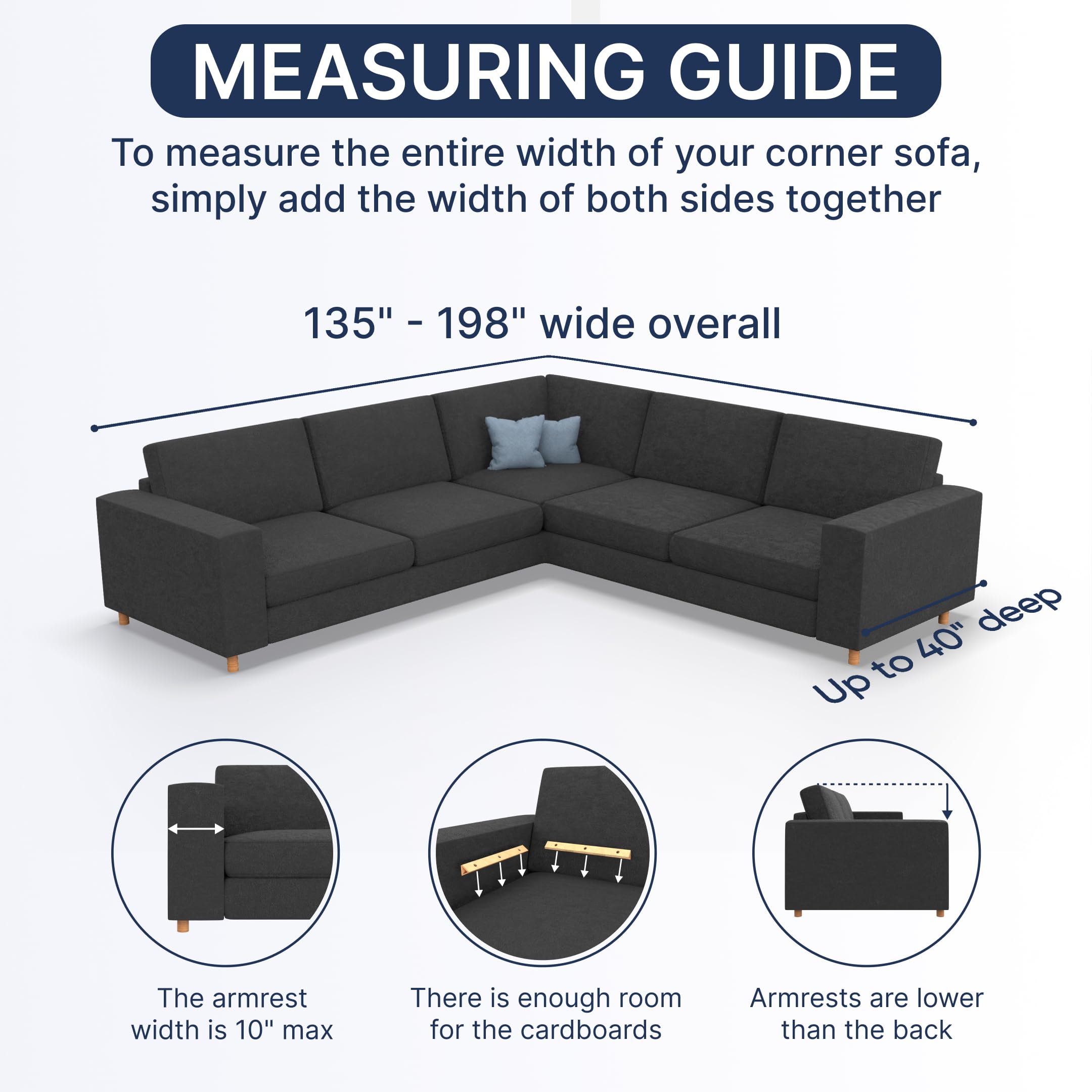 PAULATO BY GA.I.CO. Corner Sectional Couch Cover - Extra Large L-Shape Couch Slipcover - Washable Polyester Sofa Covers - 1-Piece Form Fit Furniture Protector - Microfibra - Ash (Corner Sofa)