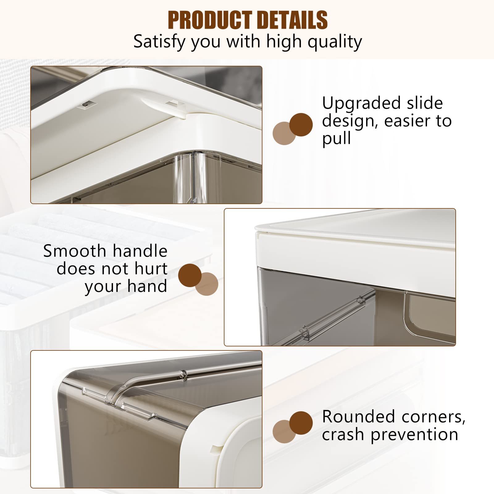 SNSLXH 24Qt, Upgrade Large Stackable Storage Bins, Foldable Closet Organizers Storage Box, Drawer Organizers for Clothes, 4 Pack with 2 Lids