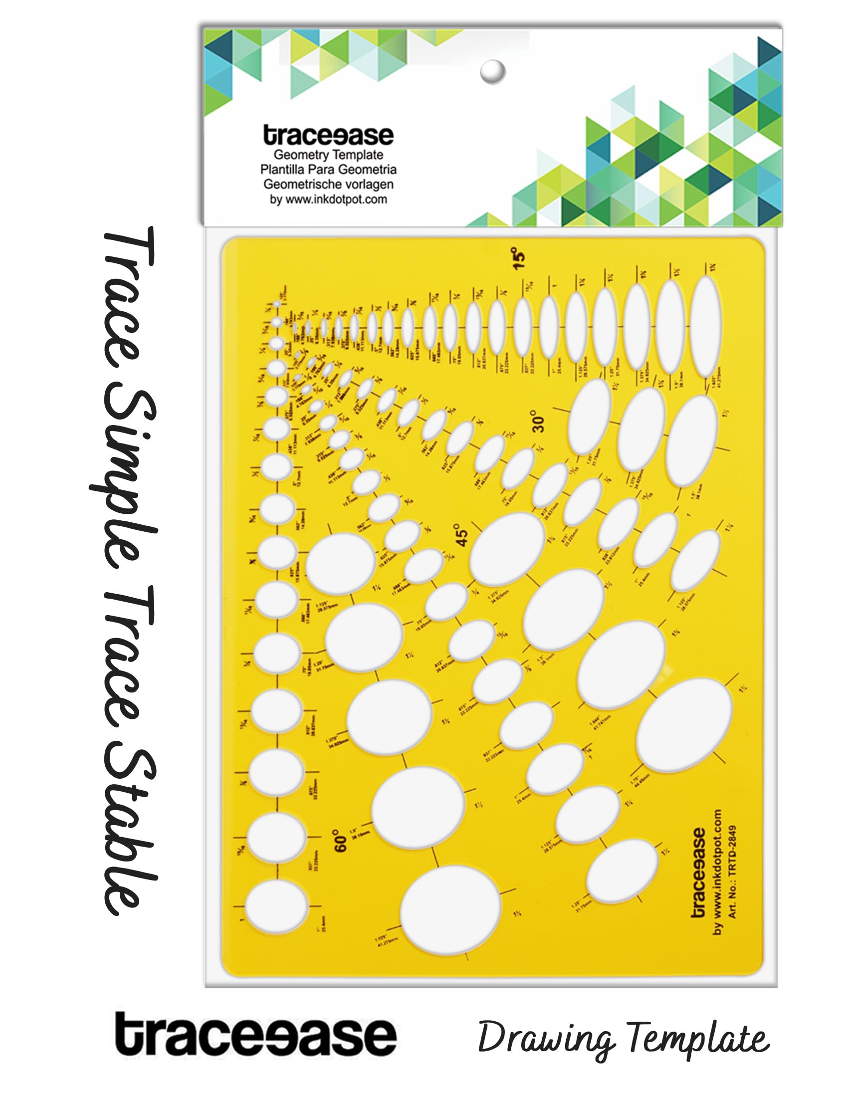 Traceease Trace Simple Trace Stable, 30 Degree Triangle Quilting Ruler and Quilting Template, All Purpose Acrylic Tool for DIY Design Shaped Angular Stencils, 13.9 cmx 22.8 cm