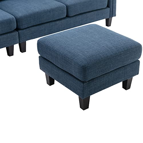 108.66"L Shape Corner Sofa with Ottoman and 2 Pillows U Shaped Long Couch for Living Room Sofa with Chaise Comfortable Modern Mid Century Sectional Sofa for Home Apartment Office (Navy Blue)