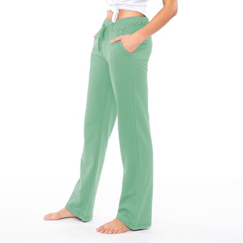 Sexy Basics Women's 2 Pack Ultra Soft French Terry Cotton Drawstring Yoga Lounge Long Pants (2 Pack- Heather Mint/Powder Blue, Small)