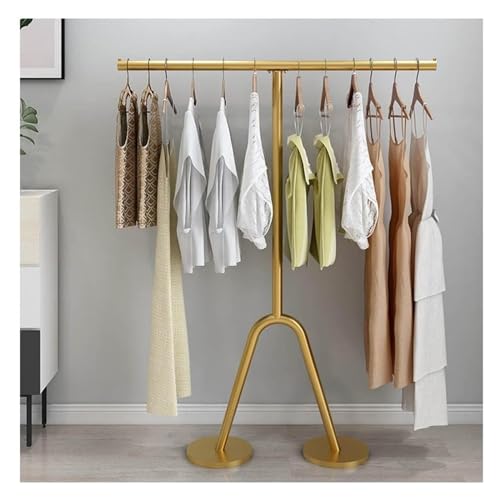 Clothes Rail Garment Rack Floor Standing Metal Garment Rack, Human-shaped Single Pole Hanging Clothes Rack Modern Minimalist Drying Rack For Clothing Storage Display ( Color : Gold , Size : 100x150cm