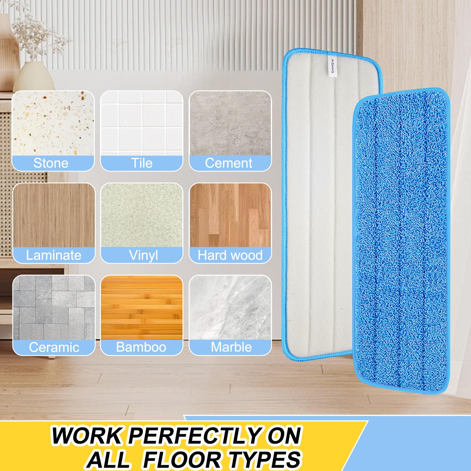 Microfiber Spray Mop Replacement Heads for Wet/Dry Mops Compatible with Bona Floor Care System (5 Pack)