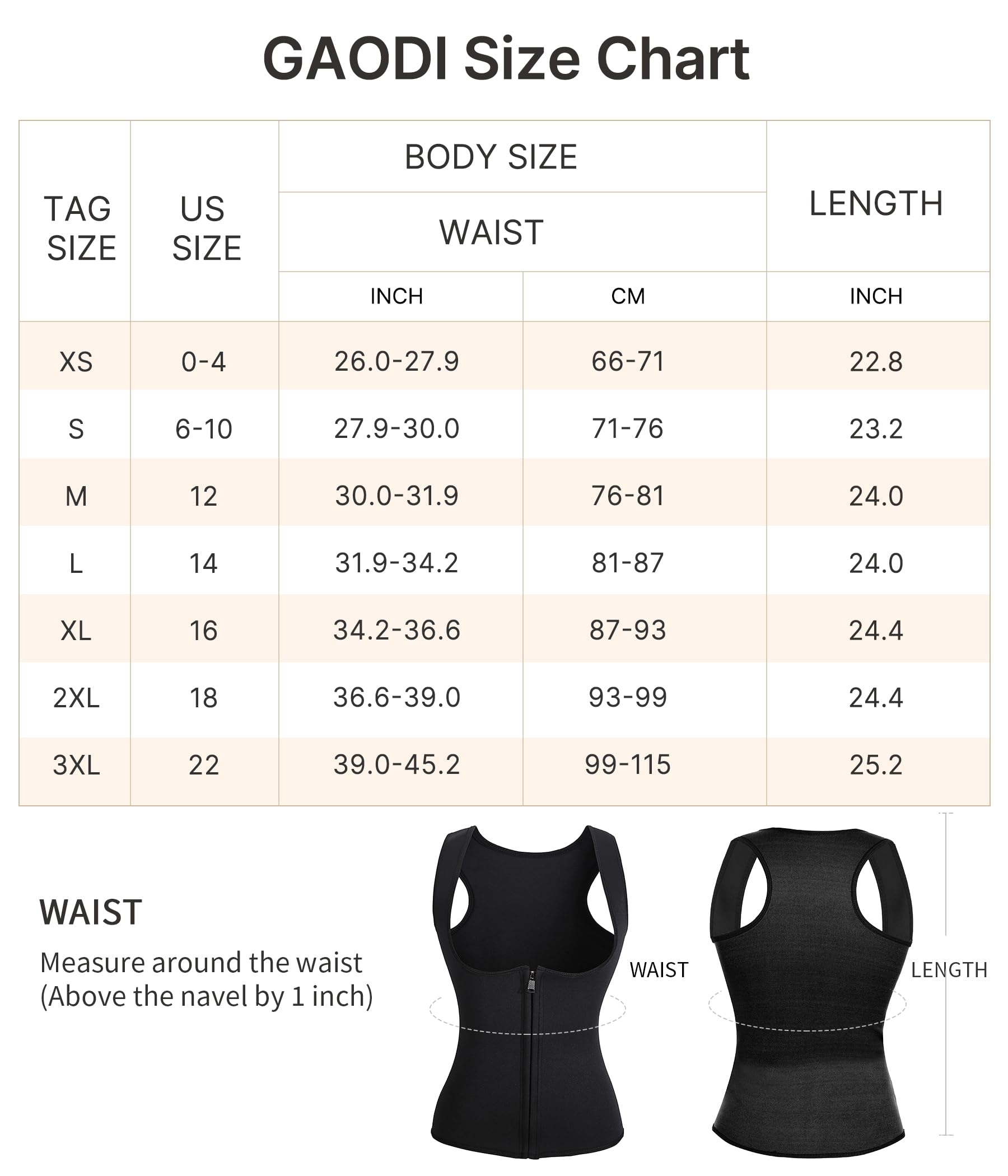 GAODI Women Waist Trainer Vest Slim Corset Workout Sweat Tank Top Zipper Compression Shirt Sauna Suit Body Shaper