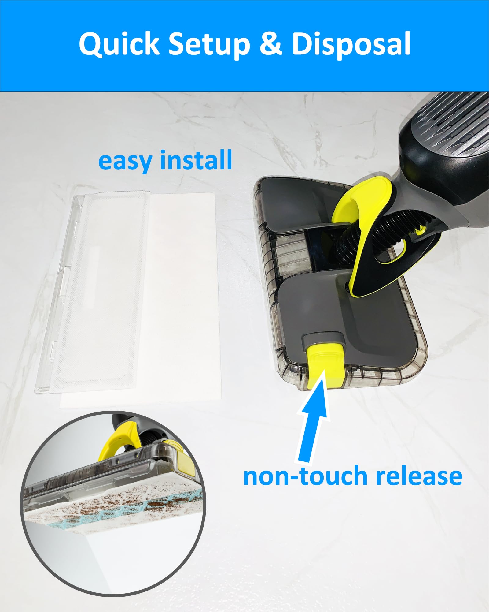 Portek Vac Mop Replacement Pads for Shark VACMOP VM252 VM250 VM200 VM190 VMP30, Upgrade Disposable Vacmop Pad Refills (10 Count, White)