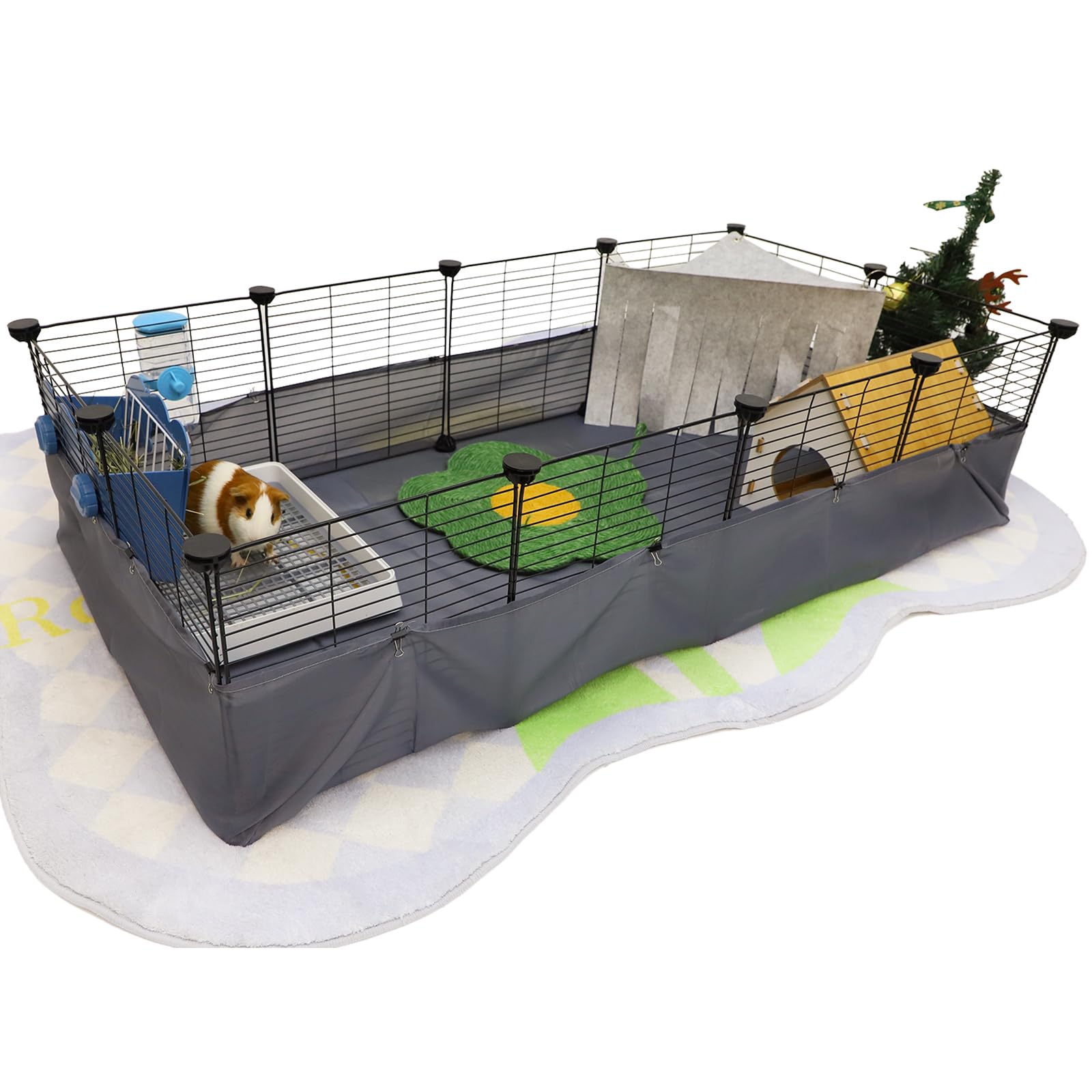 CHEGRON Guinea Pig Cages with Liner 48x24x12inch C&C Small Animal Cage Pet Puppy Dog Playpen Indoor Rabbit Chinchilla Hedgehog Habitat Fence DIY 12PCS Metal Grids Without Cushion