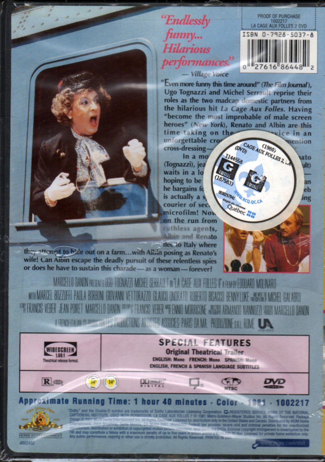 La Cage Aux Folles II [DVD]