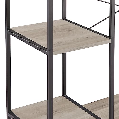 GERDIOEB Garment Organizer, Freestanding Closet Organizer, Freestanding Closet System with Open Dividers and Rails for Hanging Clothes, Sturdy Storage Closet Hangers, Bedroom Hangers (Grey)