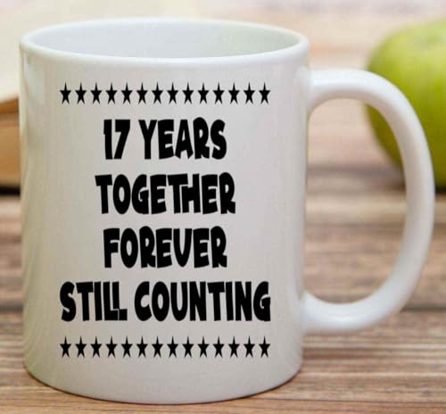 17 Years Together Forever Gifts - Gift for Couples on Grey Multicolor Unisex Sweat and 11 Oz White Ceramic Coffee Mug