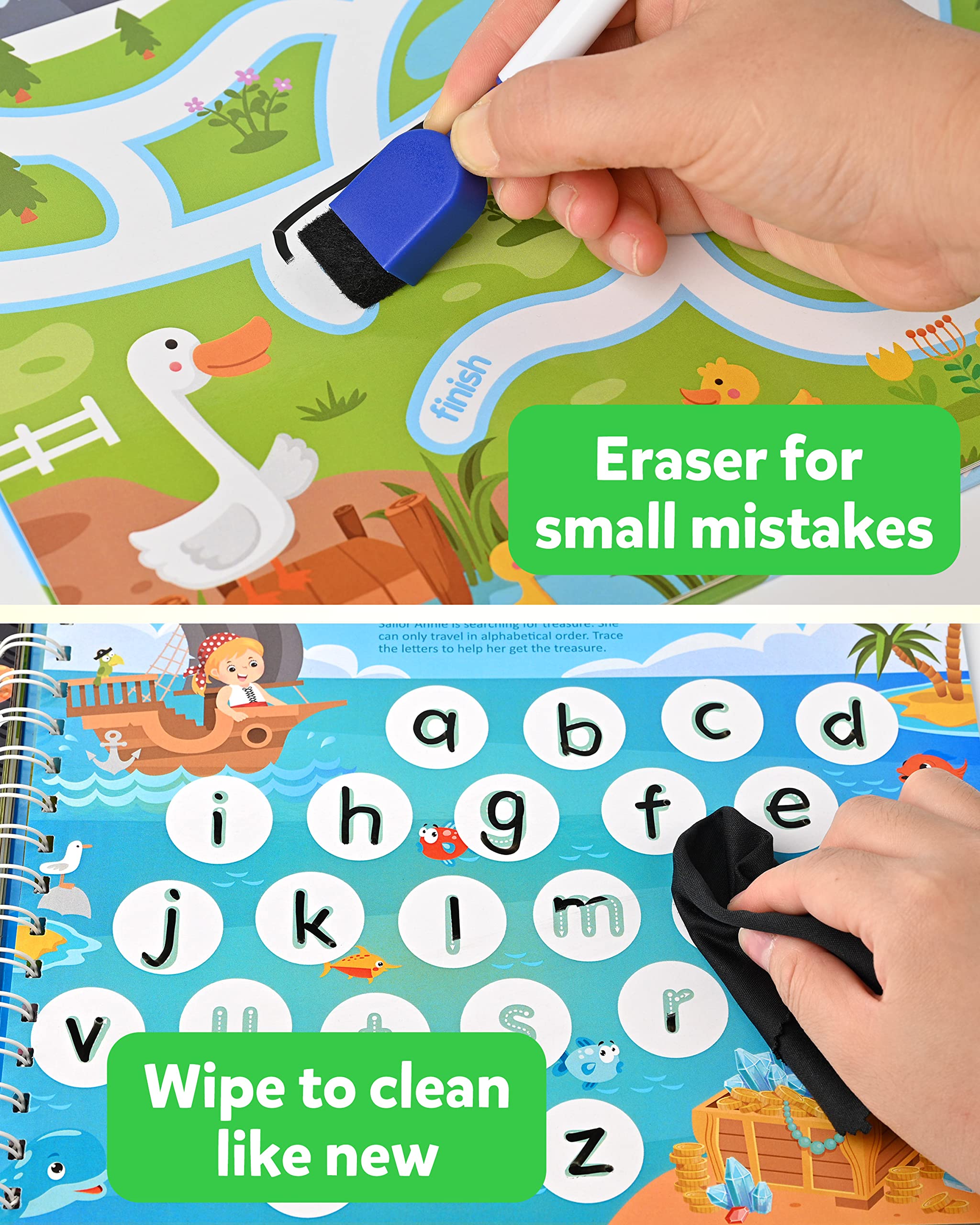 Coogam Pencil Control Tracing Workbook, Learn to Write Alphabet ABC Letters Numbers Handwriting Book Fine Motor Montessori Educational Toy Gift for Preschool Kids
