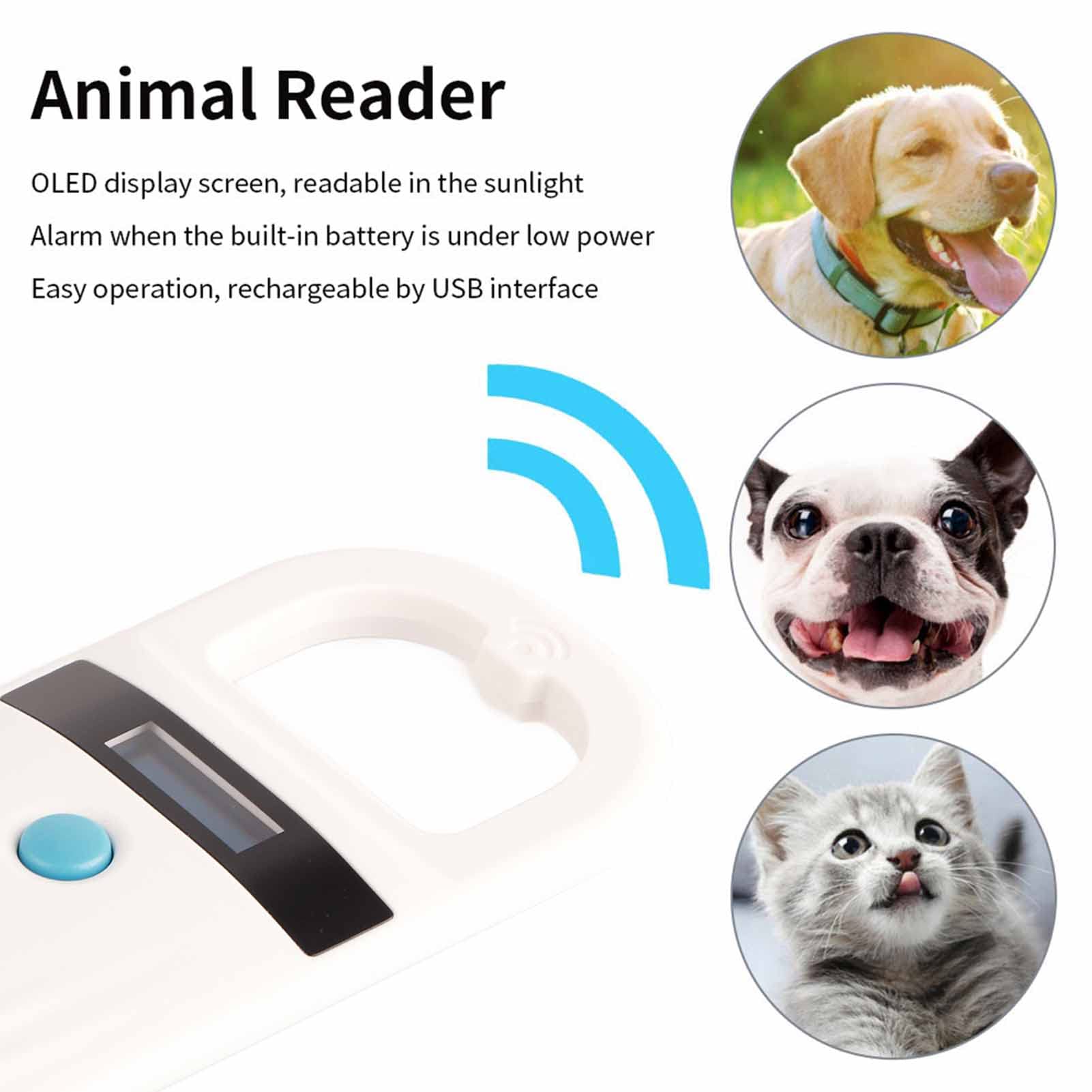 SYH&AQYE Rechargeable Animal Chip ID Scanner, Pet Microchip Scanner Display Support FDX B ISO11784 / 11785 EMID Handheld Reader for Animal Pet Dog Cat