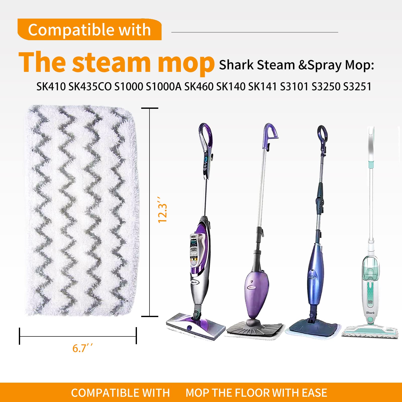 klaqian 2 Pack Steam Mop Pads for Shark S1000 S1000A S1000C S1000WM S1001C Replacement Steamer Mop Pads ,Washable Microfiber Mop Pads for All Hard Floors