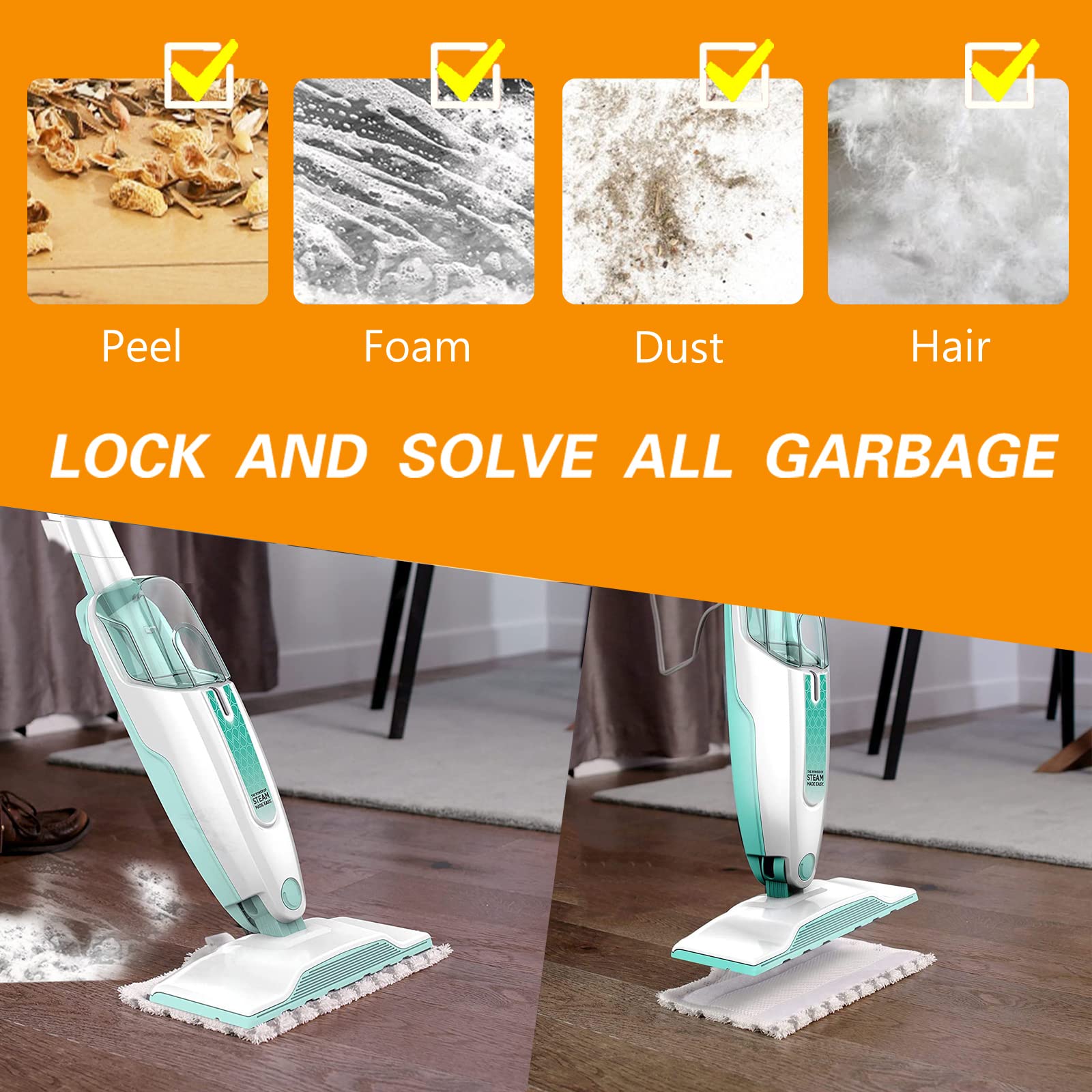 klaqian 2 Pack Steam Mop Pads for Shark S1000 S1000A S1000C S1000WM S1001C Replacement Steamer Mop Pads ,Washable Microfiber Mop Pads for All Hard Floors