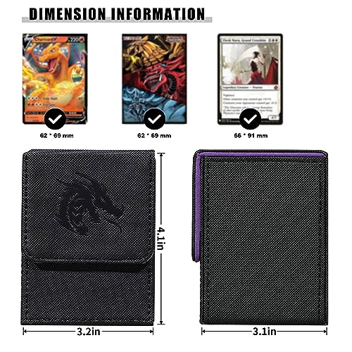 ArtBoutiq MTG Card Deck Box For Commander Deck Box With 2 Dividers, Card Storage Box Fits 100+ Single Sleeved Cards, PU Leather Strong Magnet Card Deck Case Holder for Mtg Yugioh TCG（Black/Purple）