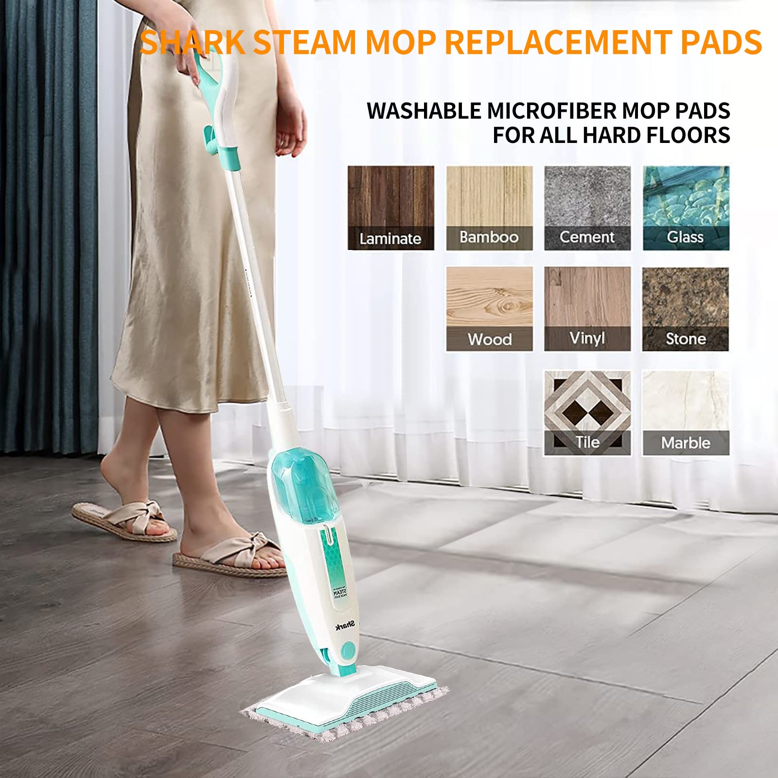 klaqian 2 Pack Steam Mop Pads for Shark S1000 S1000A S1000C S1000WM S1001C Replacement Steamer Mop Pads ,Washable Microfiber Mop Pads for All Hard Floors