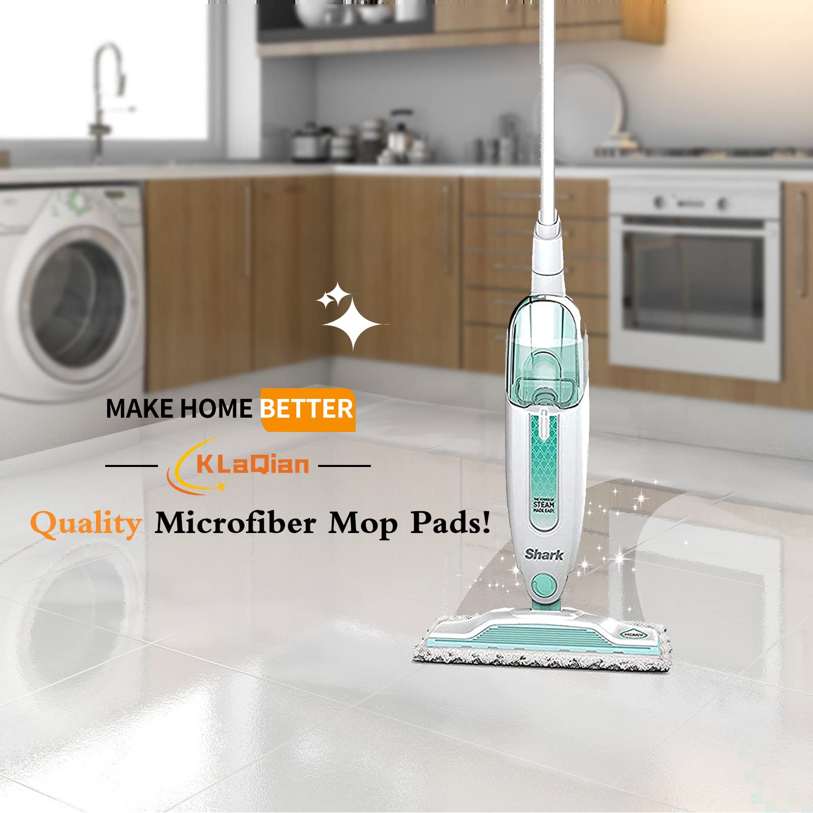 klaqian 2 Pack Steam Mop Pads for Shark S1000 S1000A S1000C S1000WM S1001C Replacement Steamer Mop Pads ,Washable Microfiber Mop Pads for All Hard Floors