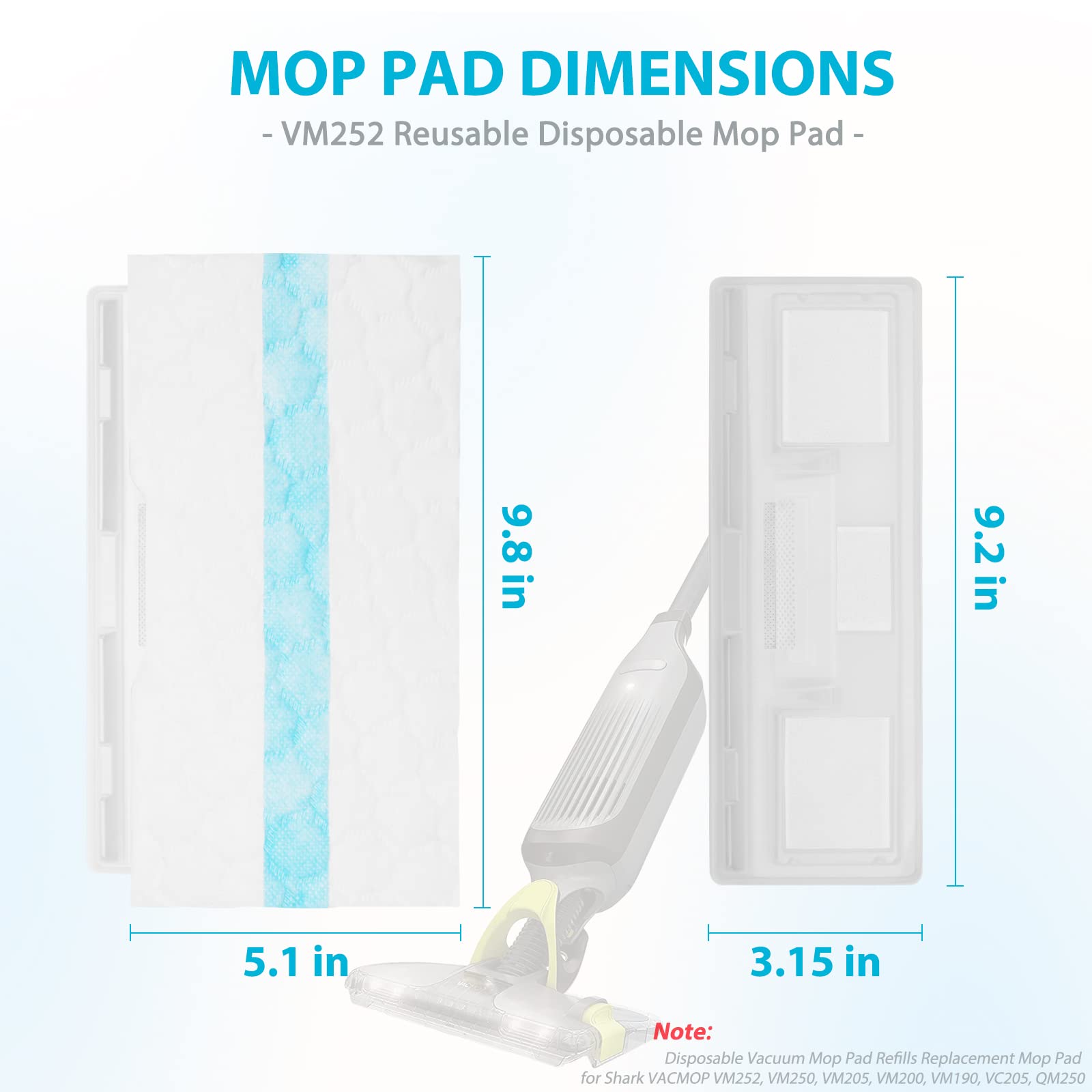 30Pack Split Disposable Replacement Hard Floor Vacuum Vac Mop Pads Refills,Vacmop Replacement Pads For Shark Vacmop VM252 VM205 VM190 VC205,VMP30 Pad Refills,30 Pads Kit with 5 Split Washable Chamber