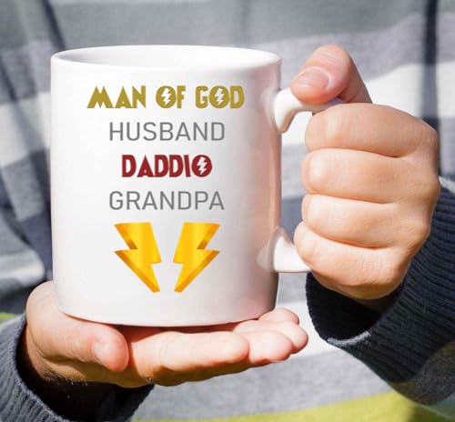 Christian Believers Gift, Ideal Gift for a Grandfather - Man Of God Prayers, Navy Multicolor Unisex Sweat 11 Oz White Ceramic Coffee Mug