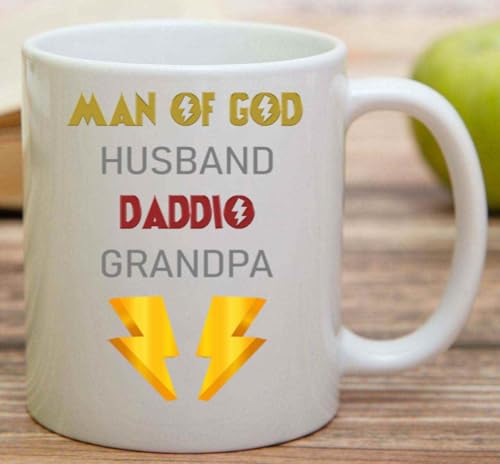 Christian Believers Gift, Ideal Gift for a Grandfather - Man Of God Prayers, Navy Multicolor Unisex Sweat 11 Oz White Ceramic Coffee Mug