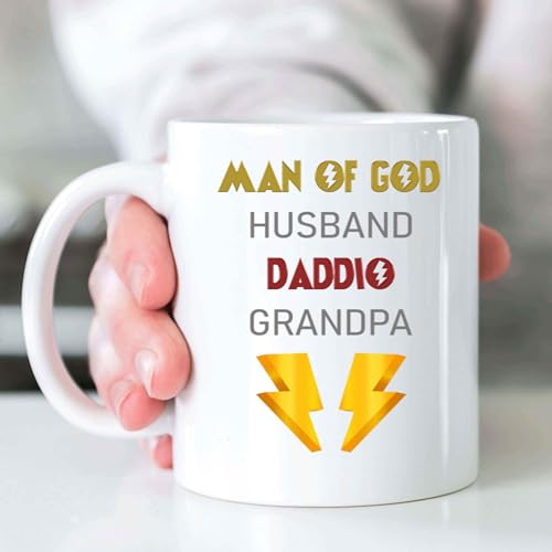 Christian Believers Gift, Ideal Gift for a Grandfather - Man Of God Prayers, Navy Multicolor Unisex Sweat 11 Oz White Ceramic Coffee Mug