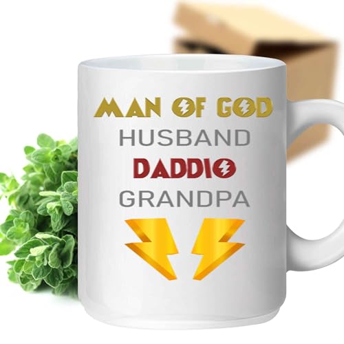 Christian Believers Gift, Ideal Gift for a Grandfather - Man Of God Prayers, Navy Multicolor Unisex Sweat 11 Oz White Ceramic Coffee Mug