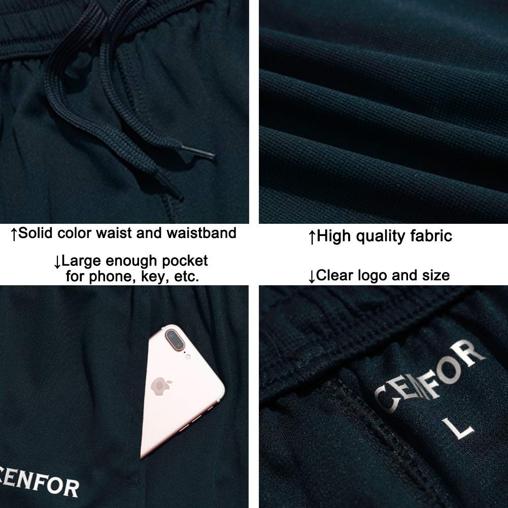 CENFOR Men's Sweatpants Pockets Open Bottom Athletic Pants Jogging, Workout, Gym, Running, Hiking,Training(Navy Blue,M)