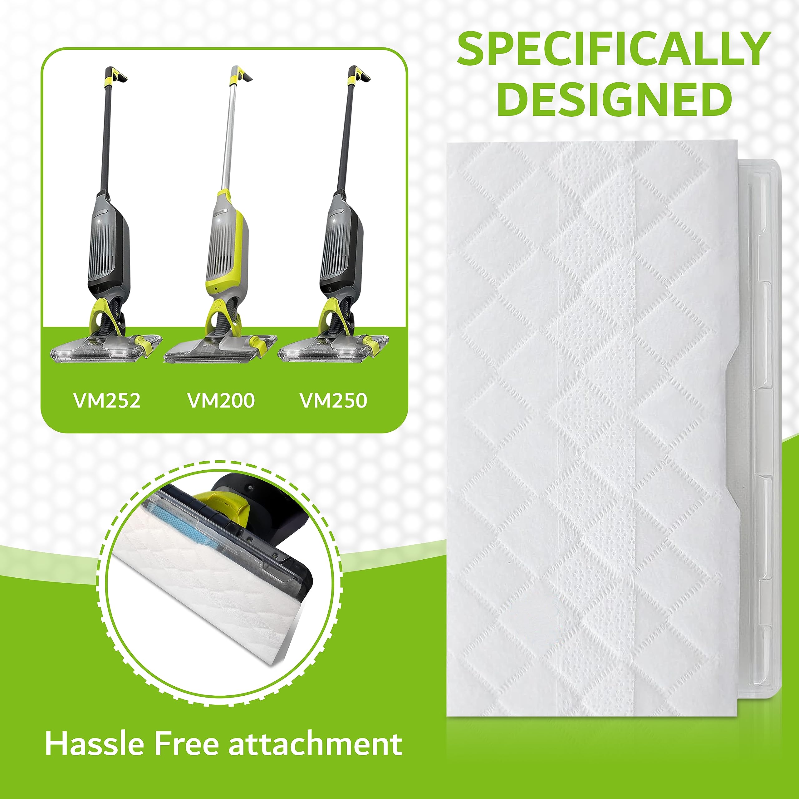 36 Count Disposable Replacement Mop Pad Refills Compatible with Shark Vacmop Pro VM252 VM250 VM200