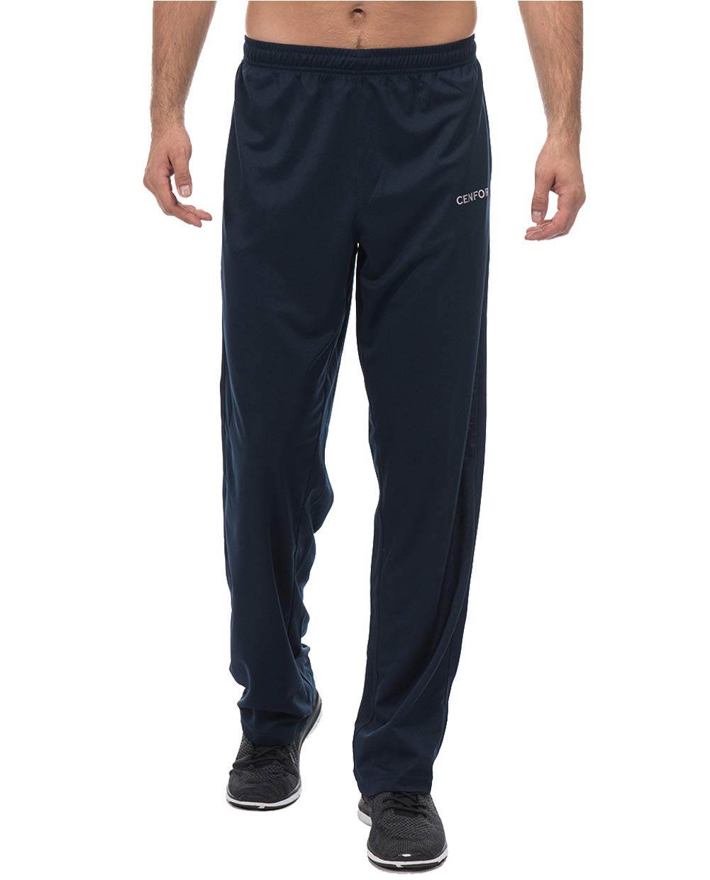 CENFOR Men's Sweatpants Pockets Open Bottom Athletic Pants Jogging, Workout, Gym, Running, Hiking,Training(Navy Blue,M)