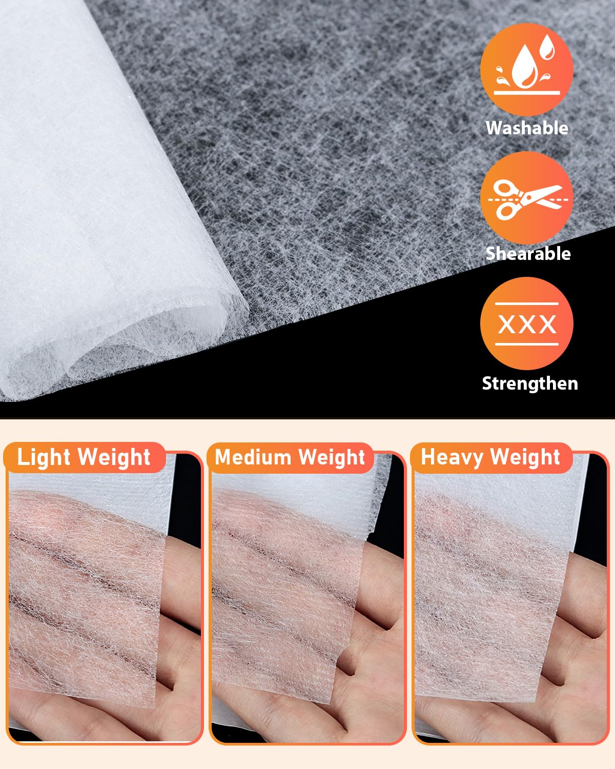 PLANTIONAL Light Weight Fusible Bonding Web: 20 Sheets (8" x 12") Fusible Webbing for Fabric Applique DIY Crafts Supplies
