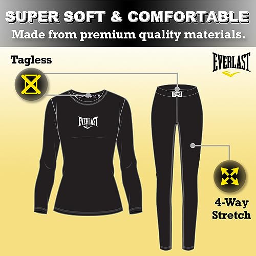 Everlast Womens Base Layer Set - Warm Underlayer Pants & Shirt - Cold Weather - Body Winter Gear Long Underwear & Pajamas (Grey, Large)