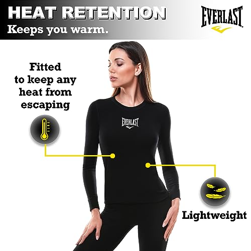 Everlast Womens Base Layer Set - Warm Underlayer Pants & Shirt - Cold Weather - Body Winter Gear Long Underwear & Pajamas (Grey, Large)