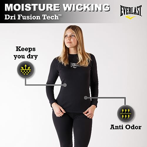 Everlast Womens Base Layer Set - Warm Underlayer Pants & Shirt - Cold Weather - Body Winter Gear Long Underwear & Pajamas (Grey, Large)