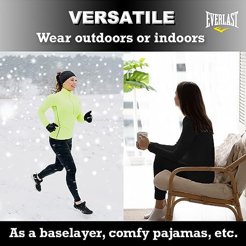 Everlast Womens Base Layer Set - Warm Underlayer Pants & Shirt - Cold Weather - Body Winter Gear Long Underwear & Pajamas (Grey, Large)