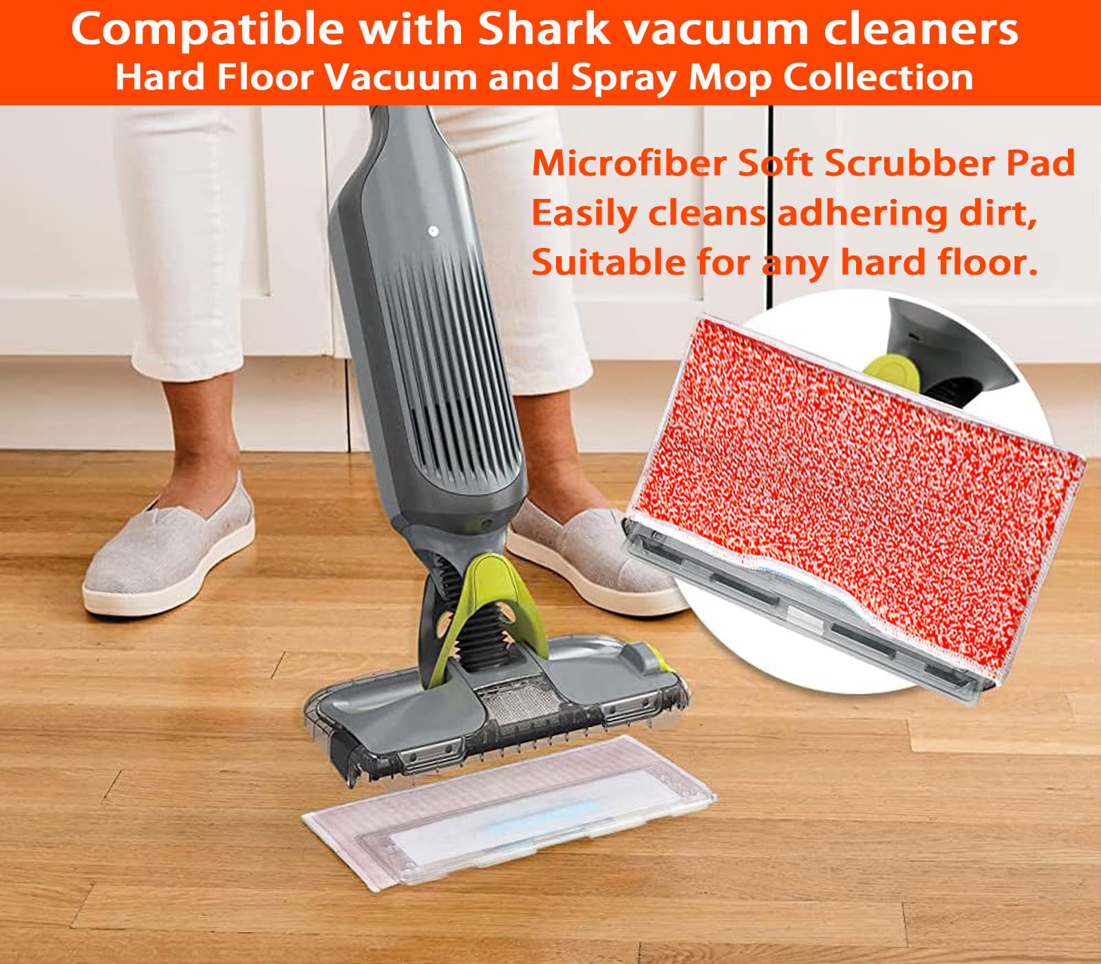 KVLZ Reusable Vacmop Replacement Pads Refills Compatible with Shark Vacmop VM252 VM250 VM200 VC205 VM190 Vacuum Mop Pad Refills (8 PCS)