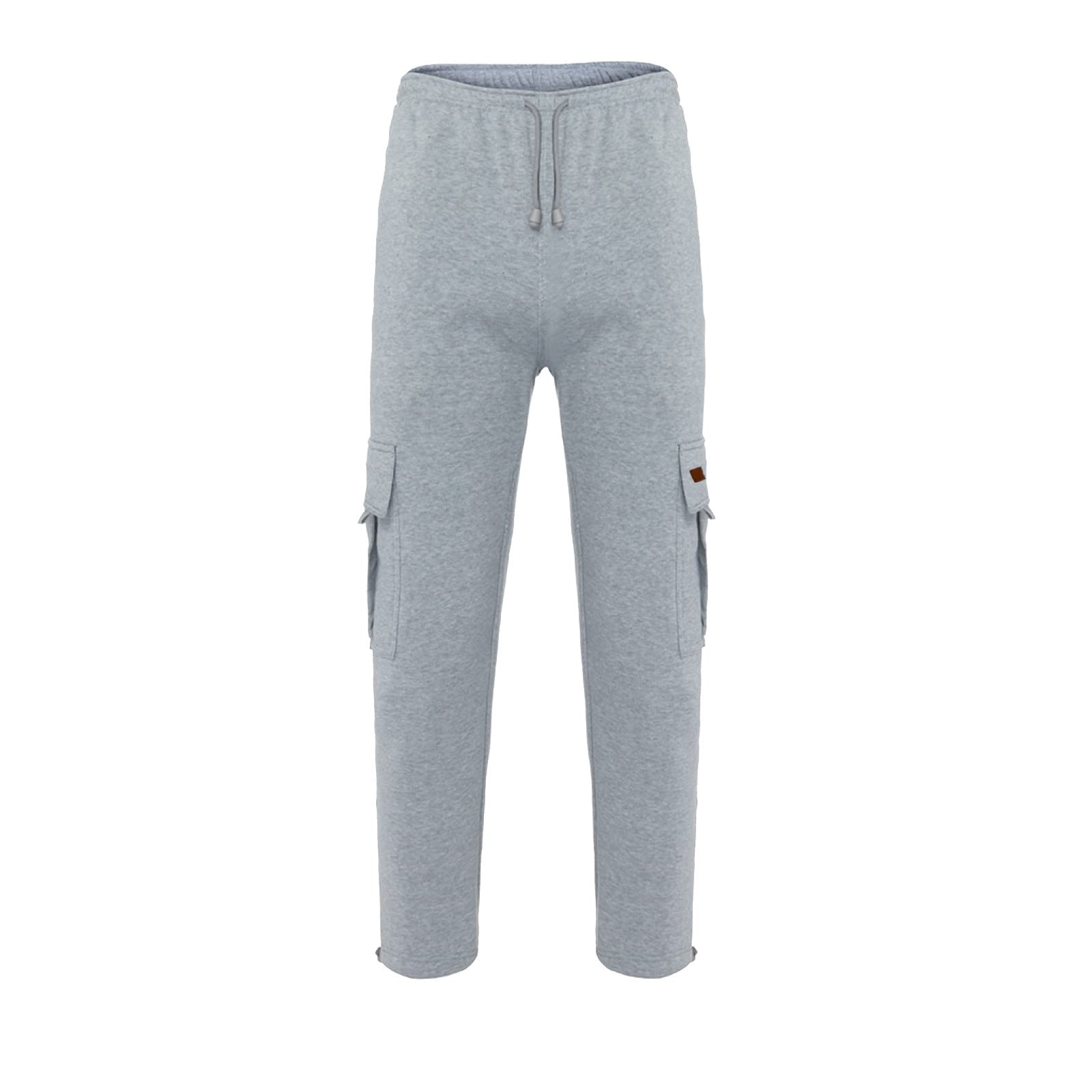 Men's Heavyweight Fleece Cargo Sweatpants Elastic Waist Joggers Baggy Drawstring Sweatpants with Pockets Cargo Pants Trousers