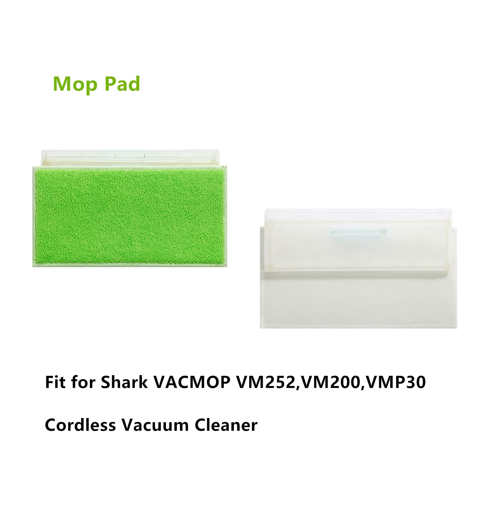 Eicea Mop Pad Compatible with Shark VM252,VM200,VMP30 VACMOP Cordless Vacuum Cleaner (Pack of 6), Green