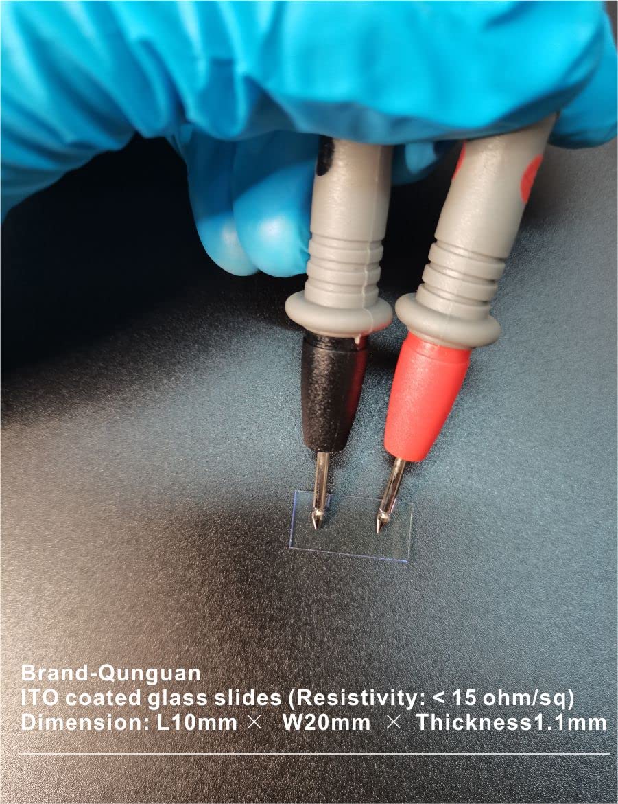 ITO Coated Conductive Glass 10mm×20mm Transparent Indium Tin Oxide Coating Conductive Glass for Lab R&D Use Sheet Resistance: ≤15ohm/sq (120 Pieces)